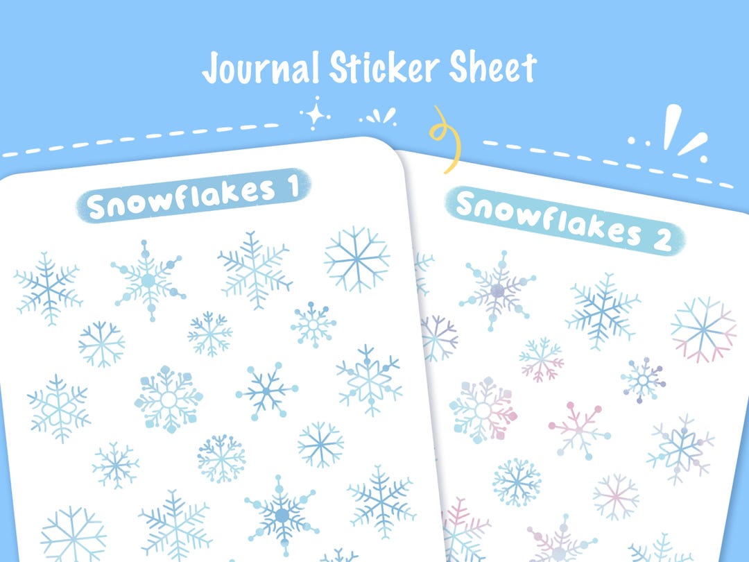 Snowflakes - Sticker Sheet, Hand Drawn Winter Stickers for Planners ...