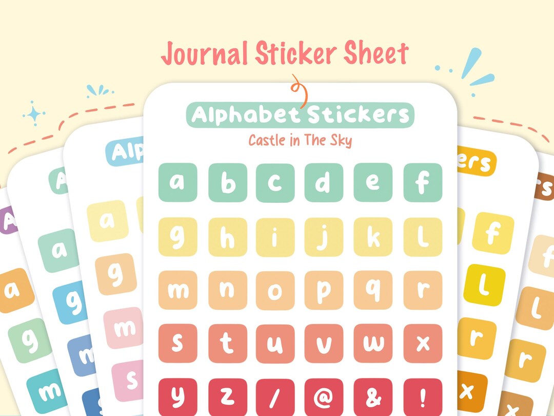 Colored Mini Stickers, Square Lowercase Alphabet Stickers, Functional ...