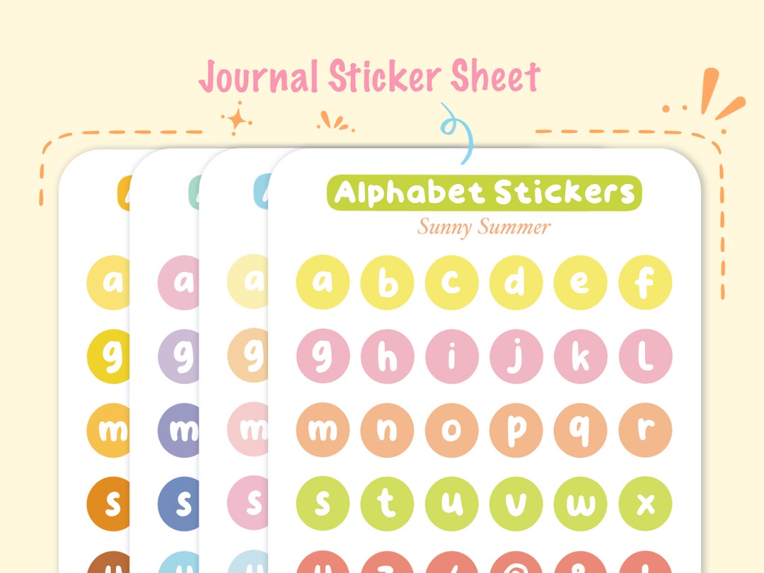 Colored Mini Stickers, Round Lowercase Alphabet Sticker, Functional ...