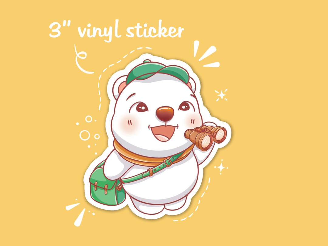 Cute Bear Sticker, Exploring Bear, Handmade Weather Resistant Vinyl ...