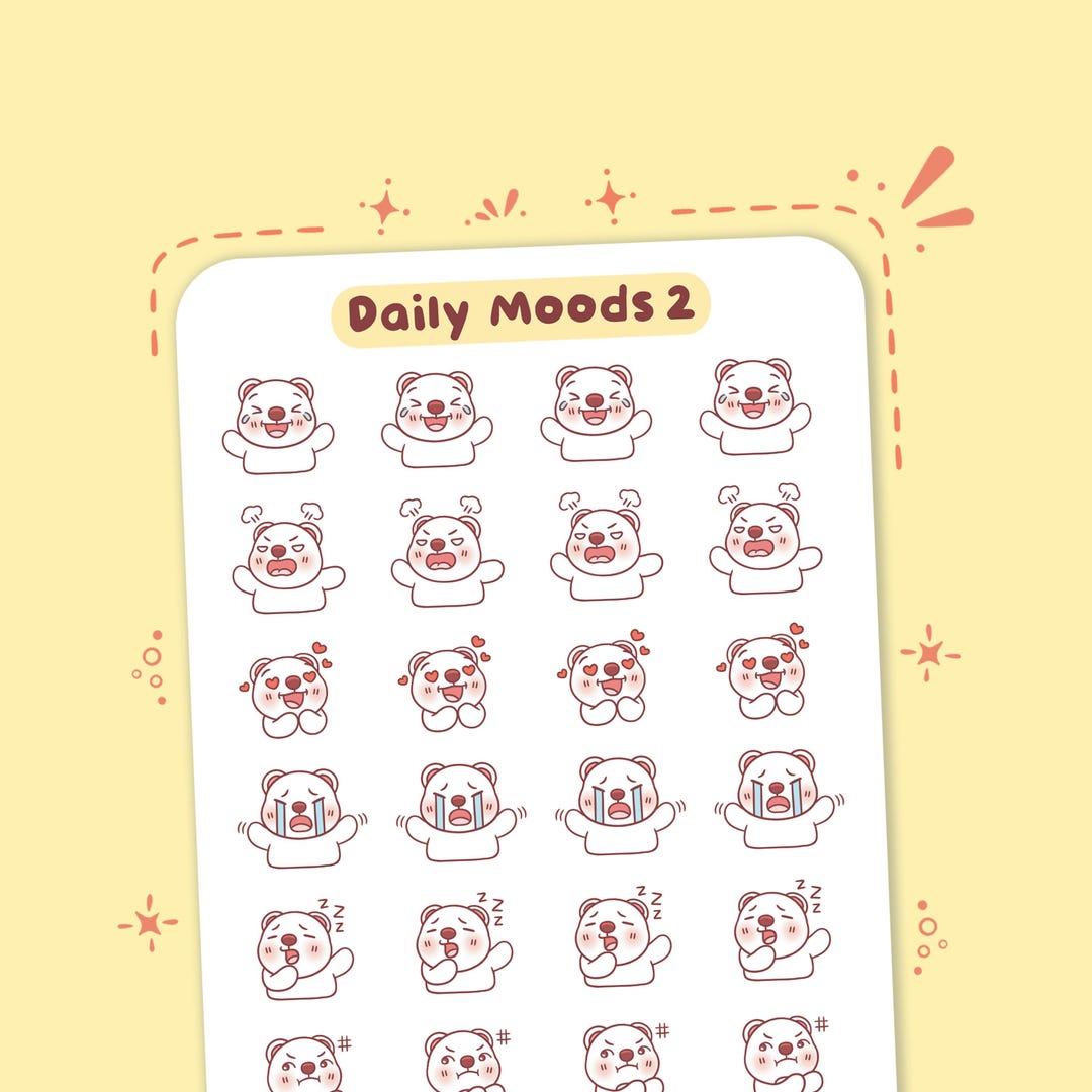 Mood Planner Stickers, Daily Moods Sticker Sheet, Cute Emotion Stickers ...