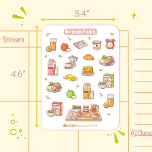 Breakfast Planner Stickers, Hand-drawn Cute Food Stickers, Decorative ...