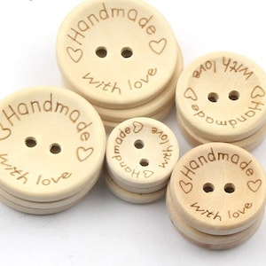Handmade With Love Wooden Buttons: Sewing & Knitting Embellishments ...
