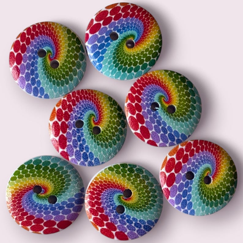 Rainbow Wooden Buttons: Colorful Craft Supplies (15mm-25mm) - Etsy UK
