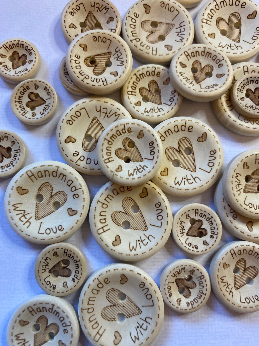 Handmade With Love Wooden Buttons 15/20/25mm Knitting Cardigans ...