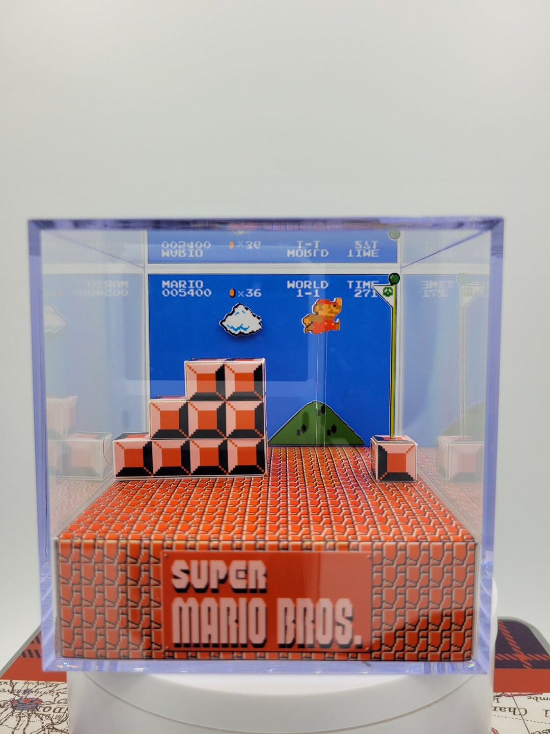 Super Mario 3D Acrylic Cube Diorama Goal Pole - Etsy