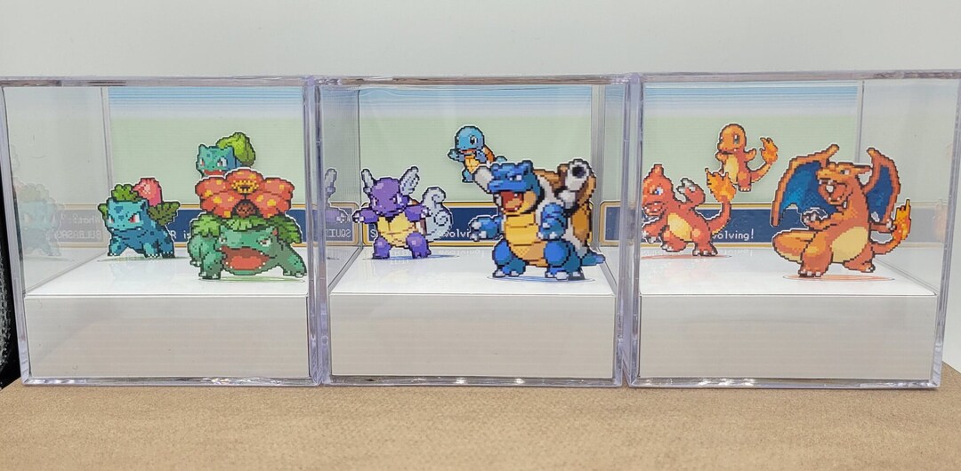 CUSTOM! Pokemon Inspired FR/LG 3D Acrylic Cube Diorama - Kanto Pokedex ...
