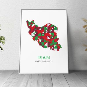 Iran Map Print Modern Style, Iran Poster Minimalist, Iran Print ...