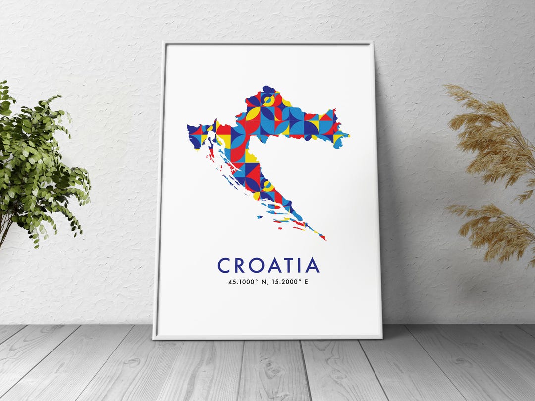 Croatia Map Print Modern Style, Croatia Poster Minimalist, Croatia ...