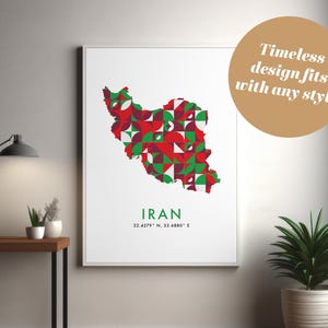 Iran Map Print Modern Style, Iran Poster Minimalist, Iran Print ...
