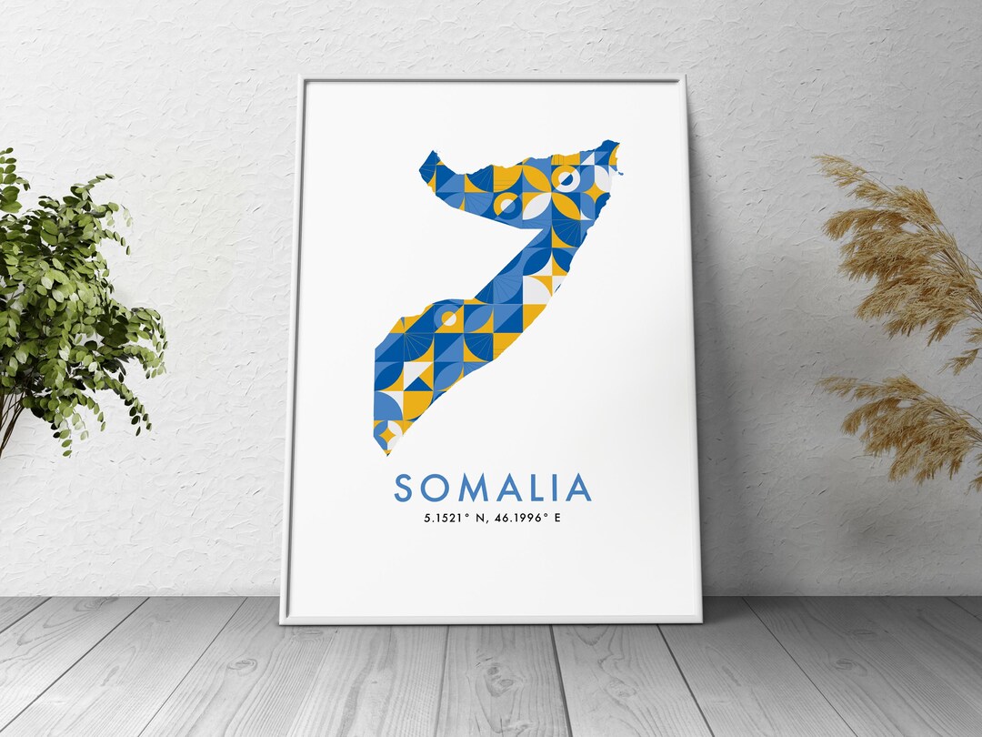 Somalia Map Print Modern Style, Somalia Poster Minimalist, Somalia ...