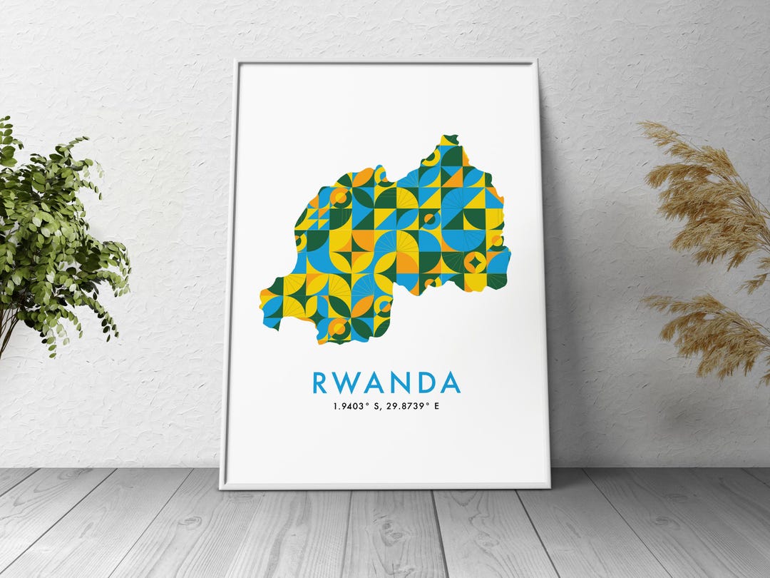 Rwanda Map Print Modern Style, Rwanda Poster Minimalist, Rwanda Print ...