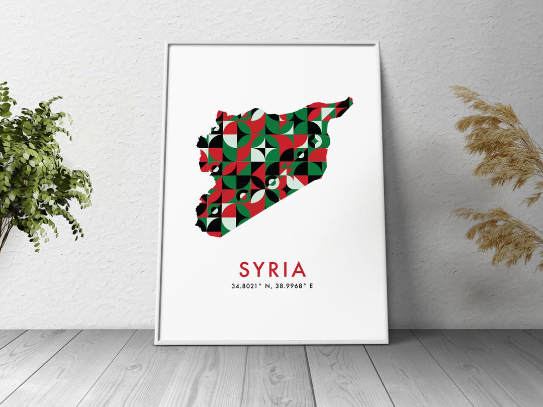 Syria Map Print Modern, Syria Poster Minimalist, Syria Print, Geometric ...