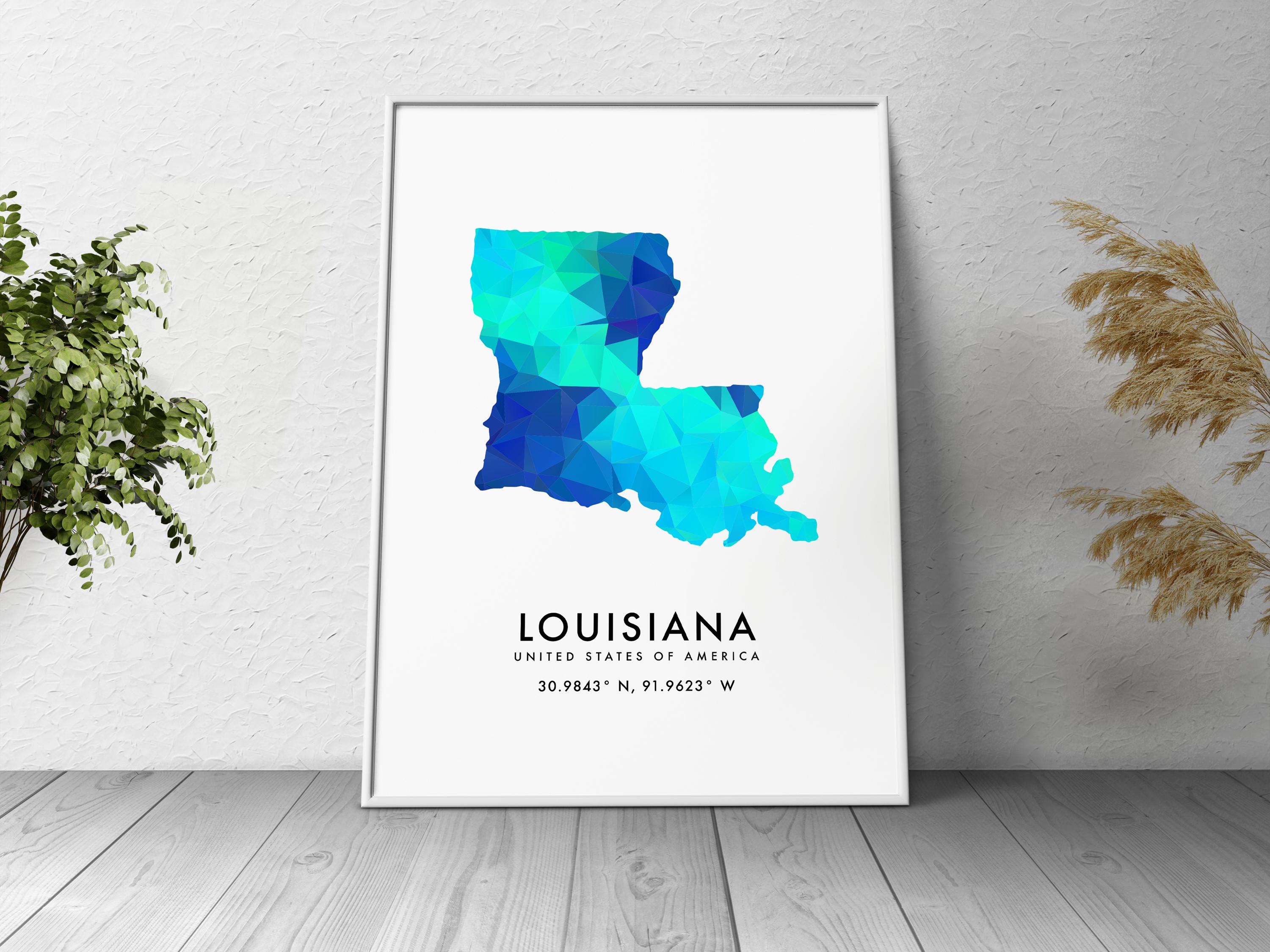 Louisiana Map Print, Louisiana State, Louisiana Poster, Louisiana Print ...