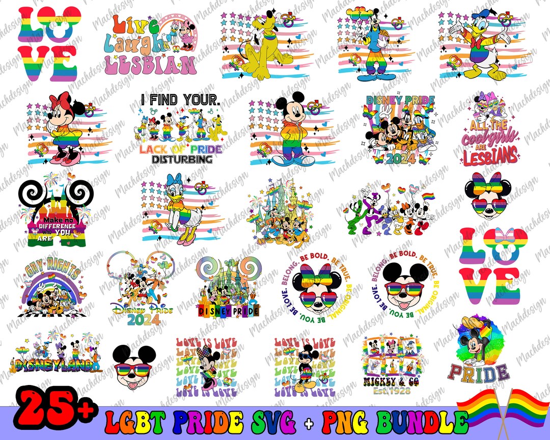 LGBT Pride PNG SVG Bundle, Pride Month Svg, Mouse and Friends, Magical ...