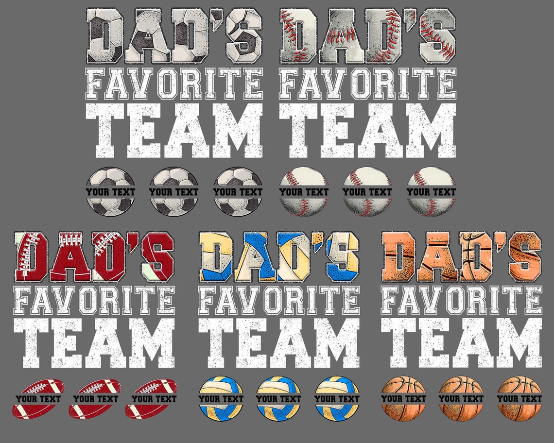 Personalized Sports Dad Png Bundle, Baseball Png, Dad's Favorite Team ...