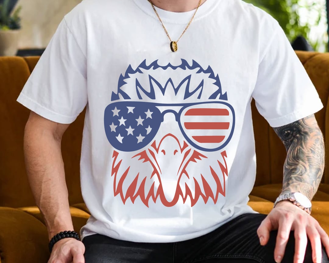 4th of July Eagle Svg, Eagle Glasses American Flag Svg, Eagle Flag Svg ...