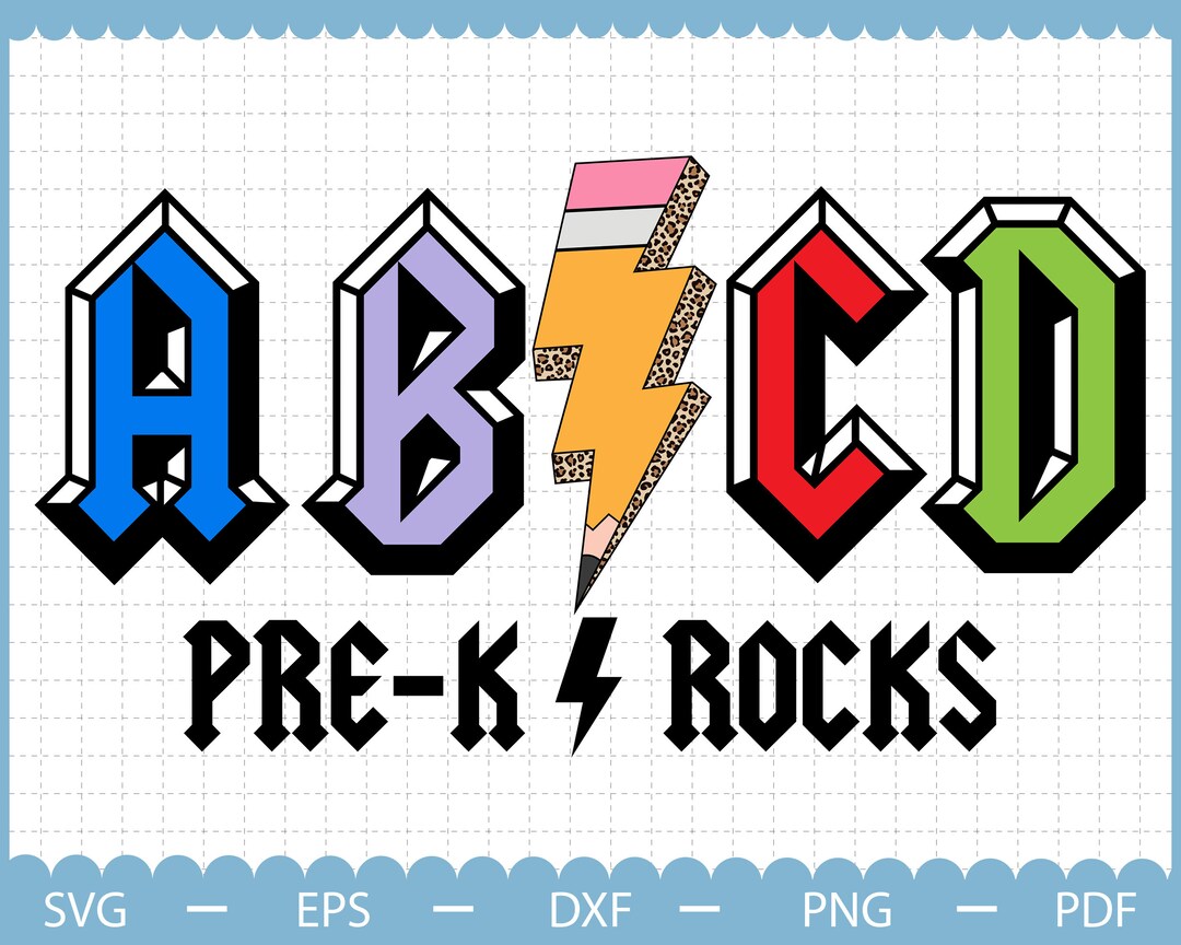 ABCD Rock N Roll Teacher Svg, Pre-k Rock Svg, Pre-k Svg, Back to School ...
