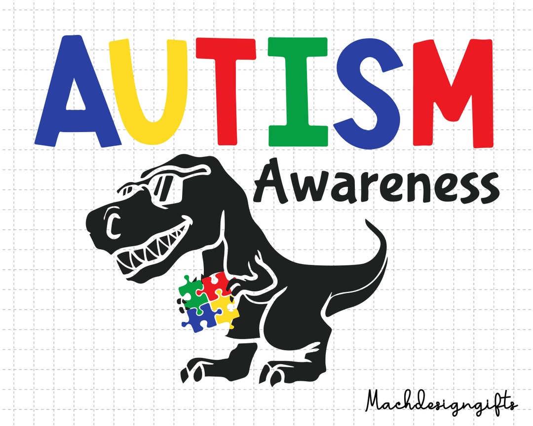 Autism Awareness Dinosaur Svg, Autism Awareness Svg, Dino Autism Svg ...
