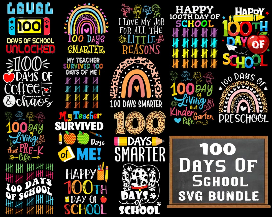 100 Days of School Svg Bundle, Gift for Teacher, Teacher Svg, Educator ...