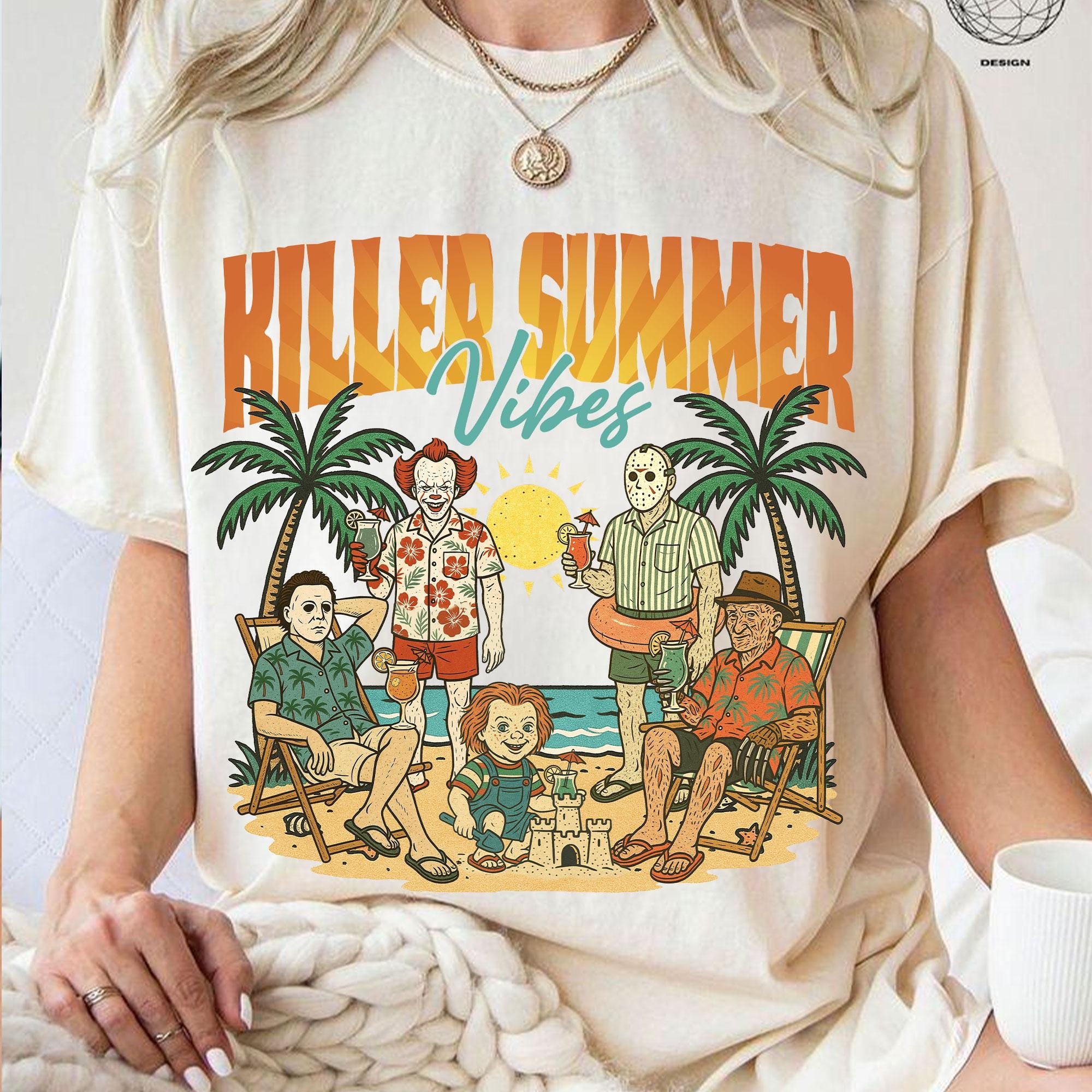 Killer Summer Vibes PNG, Funny Horror Characters at Beach Png, Funny ...