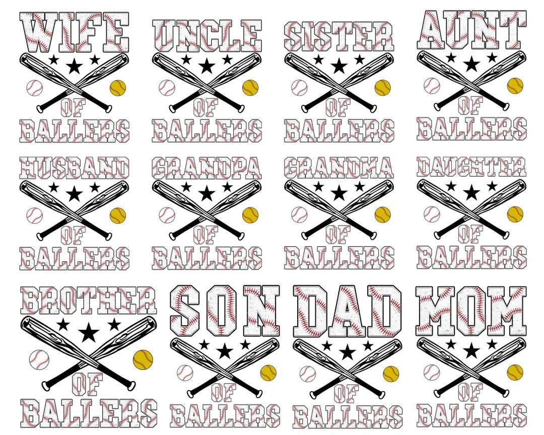 Family of Ballers Png Bundle, Baseball Png, Softball Png, Sports Svg ...