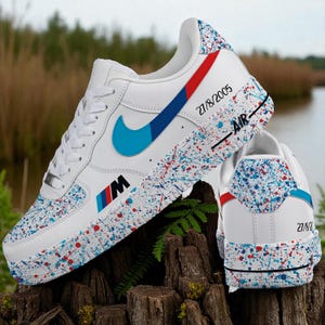 Custom BMW AF1 Sneakers, Splatter Paint BMW Inspired Shoes ...