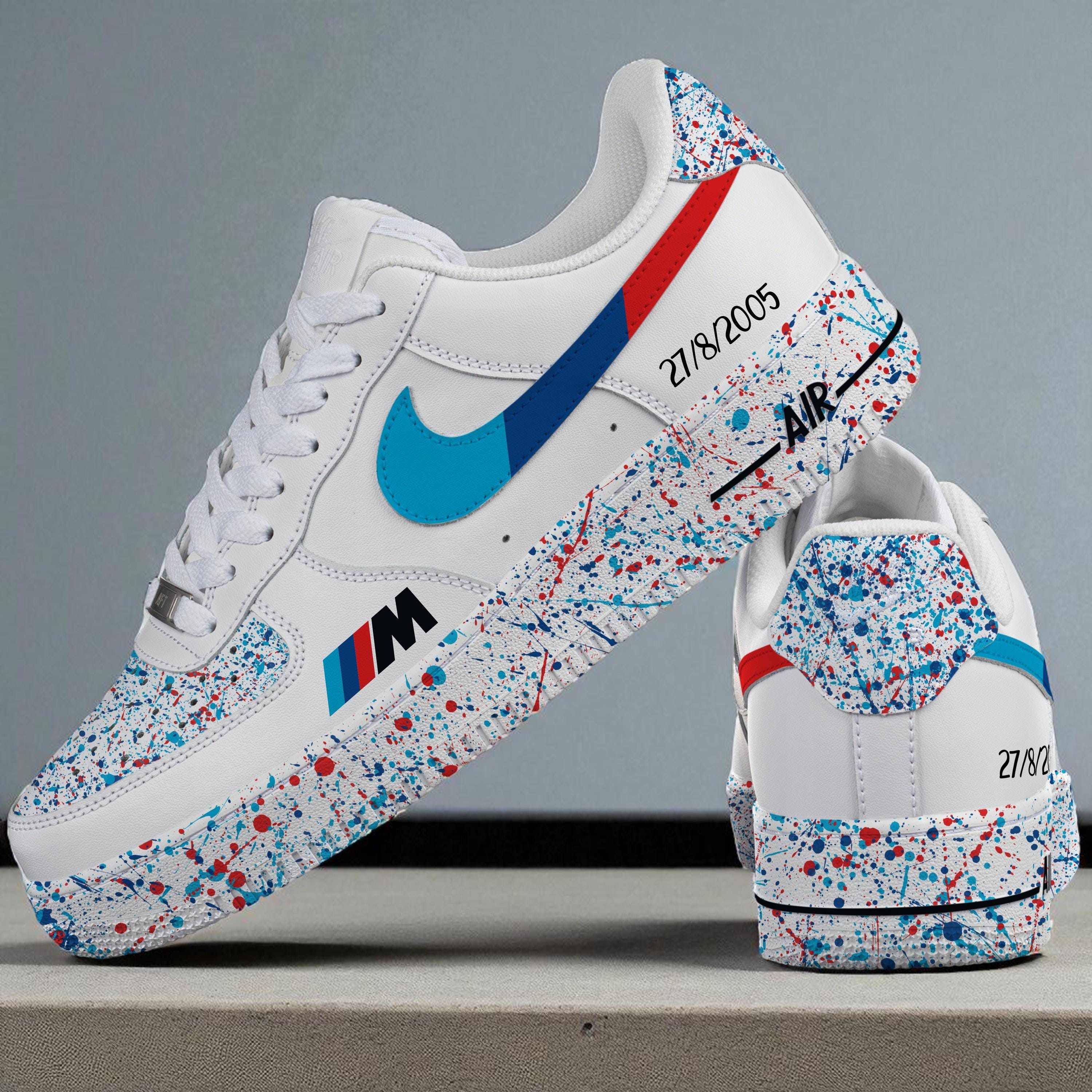 Custom BMW AF1 Sneakers, Splatter Paint BMW Inspired Shoes ...