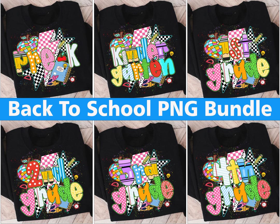 Preppy Back to School Png Bundle, First Day of School Png, Kindergarten ...
