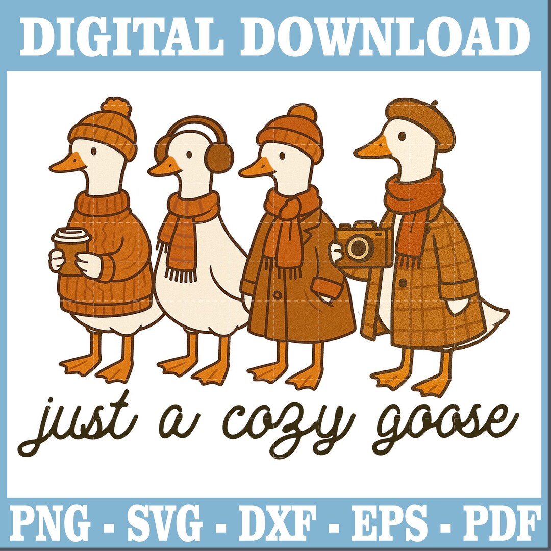 Fall Goose Clipart Png, Cozy Autumn Animal Png, Cute Goose in Sweater ...
