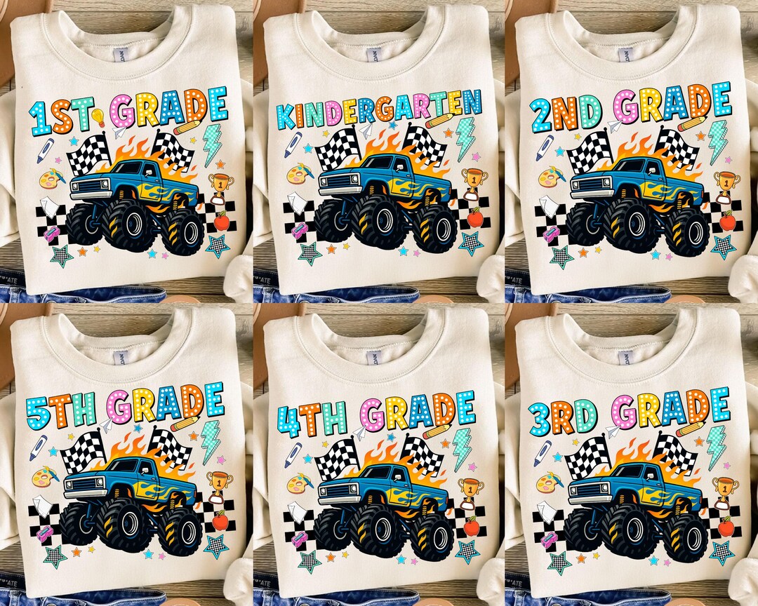 Monster Truck Png Bundle, Kindergarten to 5th Grade PNG Bundle, Racing ...