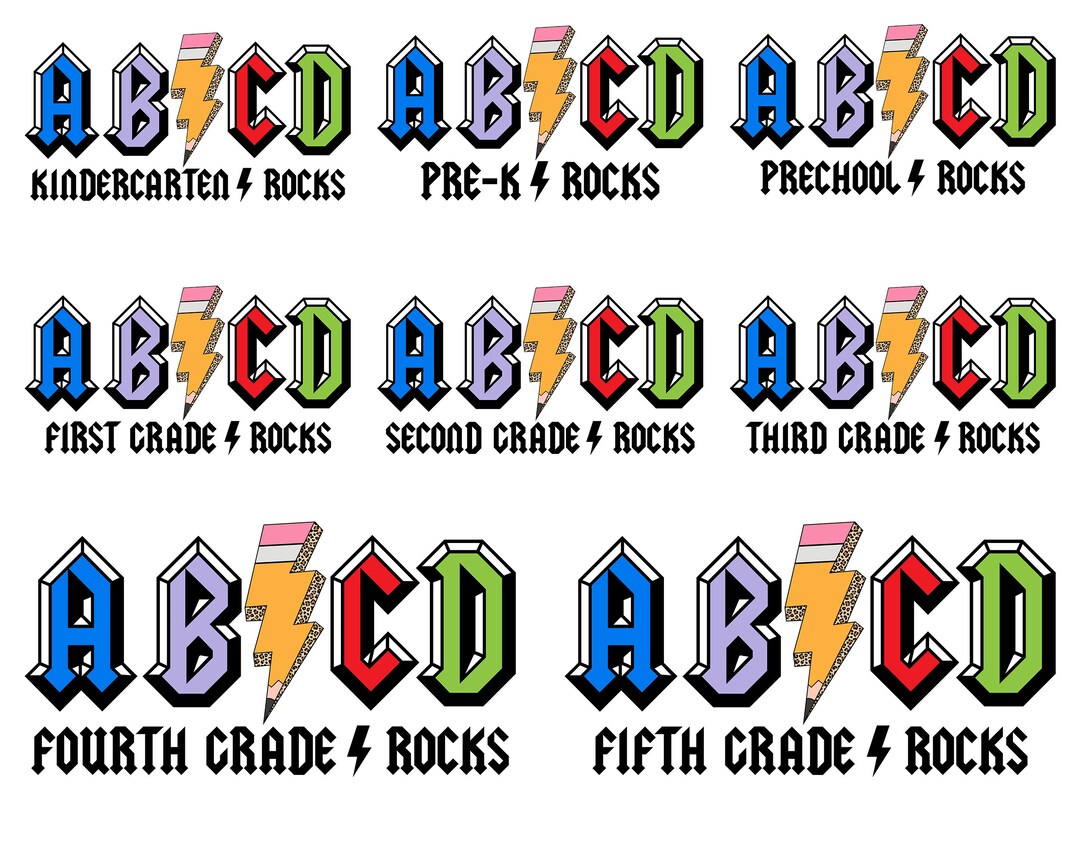 Back to School Svg Bundle, ABCD Rock N Roll Teacher Svg, Teacher Svg ...