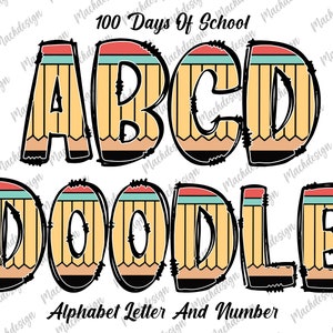 100 Days of School Alphabet, School Alphabet Doodle Letters PNG, Doodle ...