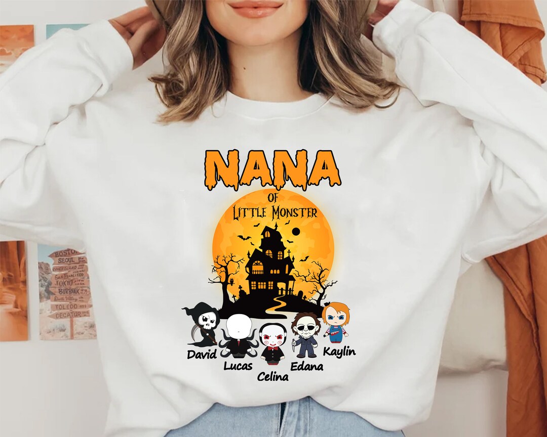 Custom Nana of Little Monster Halloween Png, Spooky Nana Shirt Design ...