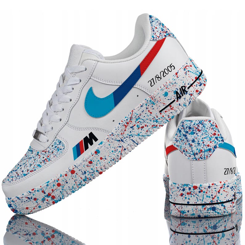 Custom BMW AF1 Sneakers, Splatter Paint BMW Inspired Shoes ...