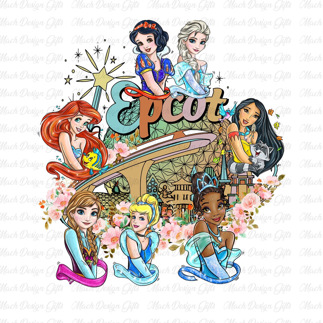 Epcot Princess Png, Retro Princess Floral Tour Png, Family Trip Png ...