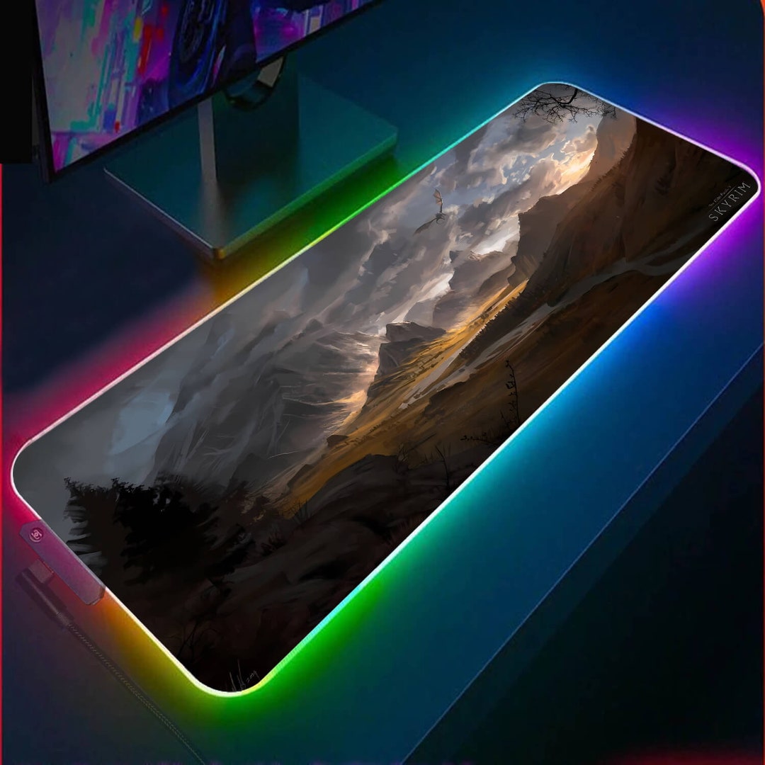 Skryrim RGB Gaming Mouse Pad Xxl,led Light Gaming Desk Pad,gaming Desk ...