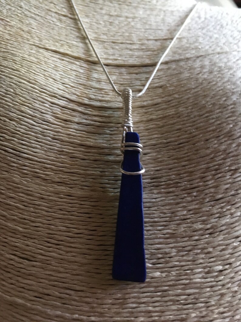 Lapis Lazuli Pencil Pendulum Worry Stone in Silver Pendant on Silver 18 ...