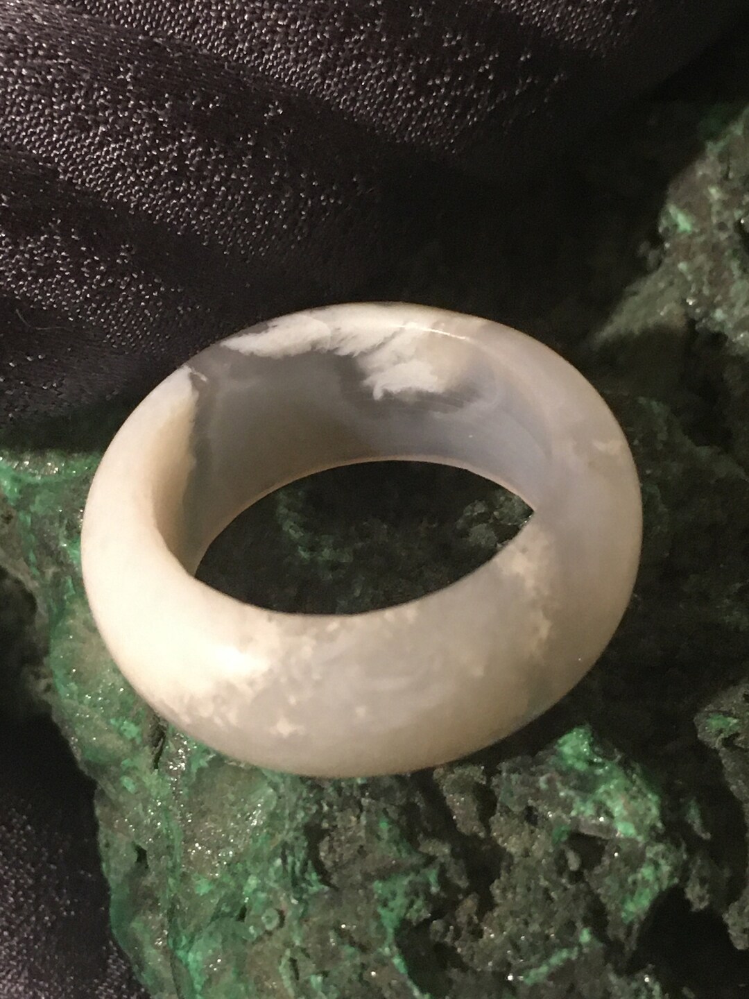 Sz 8.25 Stunning Cherry Blossom Sakura Agate Stone Ring With Features ...
