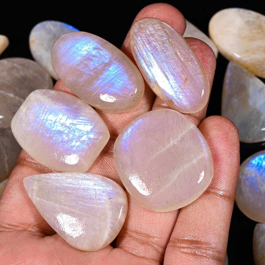 New African Belomorite Moonstone Cabochon Wholesale Lot by Weight With ...