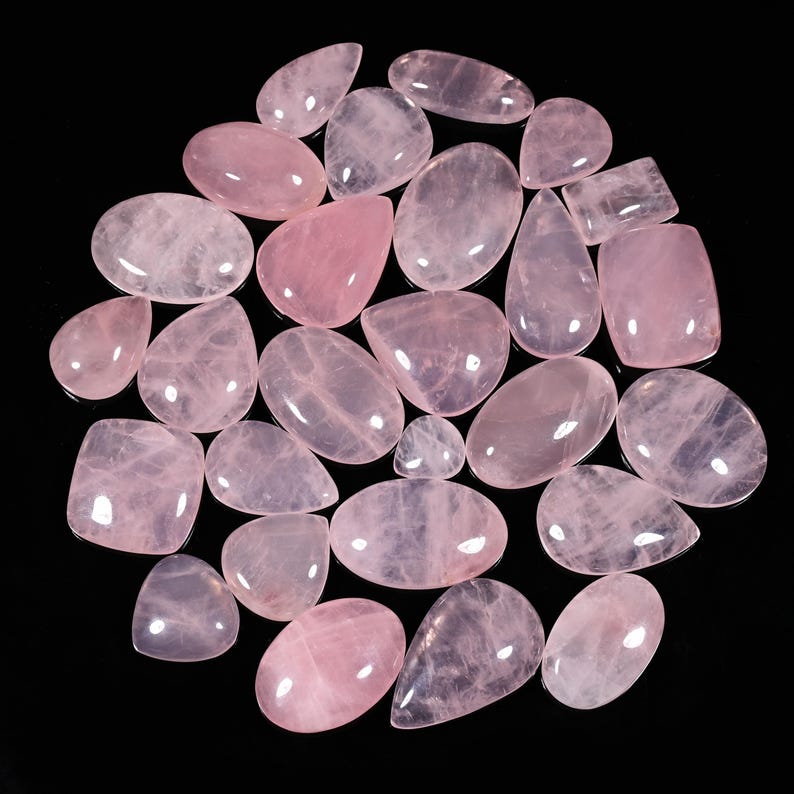 Natural Rose Quartz Wholesale Lot, Mix Shape Rose Quartz Cabochon Lot ...