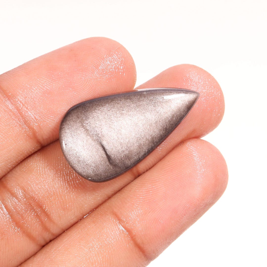 Marvelous Natural Silver Sheen Obsidian Pear Shape Cabochon Loose ...