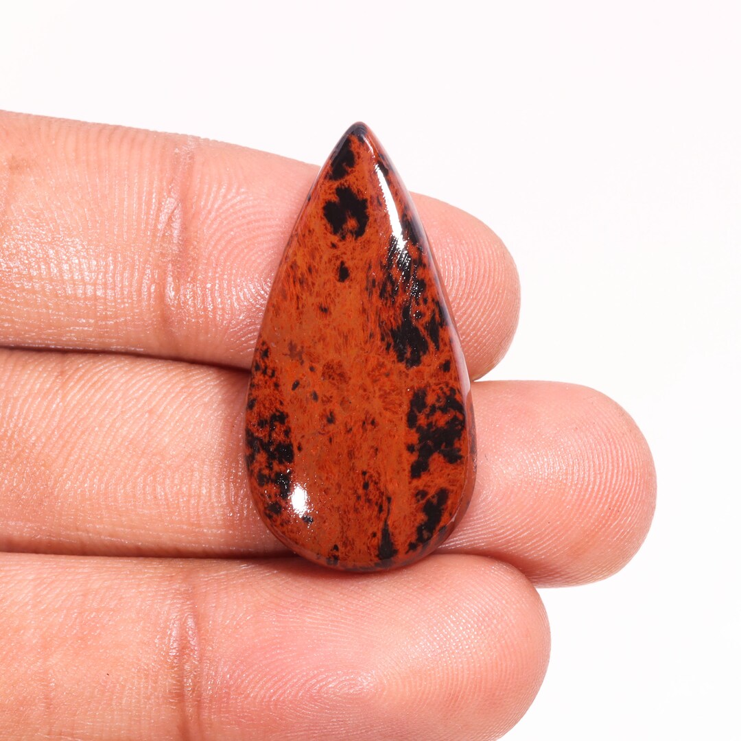 Natural Mahogany Obsidian Pear Shape Cabochon Loose Gemstone for Making ...