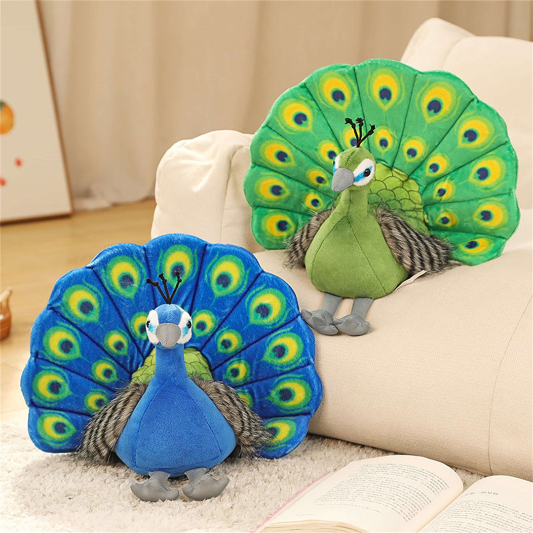 Peacock Plush Toy Realistic Cartoon Animal Colorful Bird Plush - Etsy ...