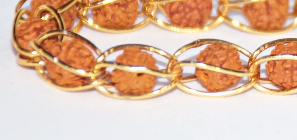 Gold Plated Wire Rudraksha Beads Copper Wise Mala With Original 5 Mukhi ...