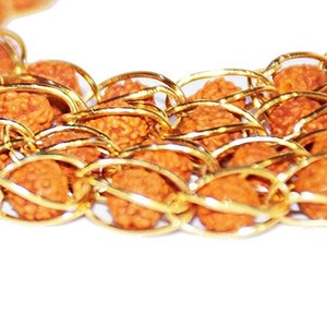 Gold Plated Wire Rudraksha Beads Copper Wise Mala With Original 5 Mukhi ...