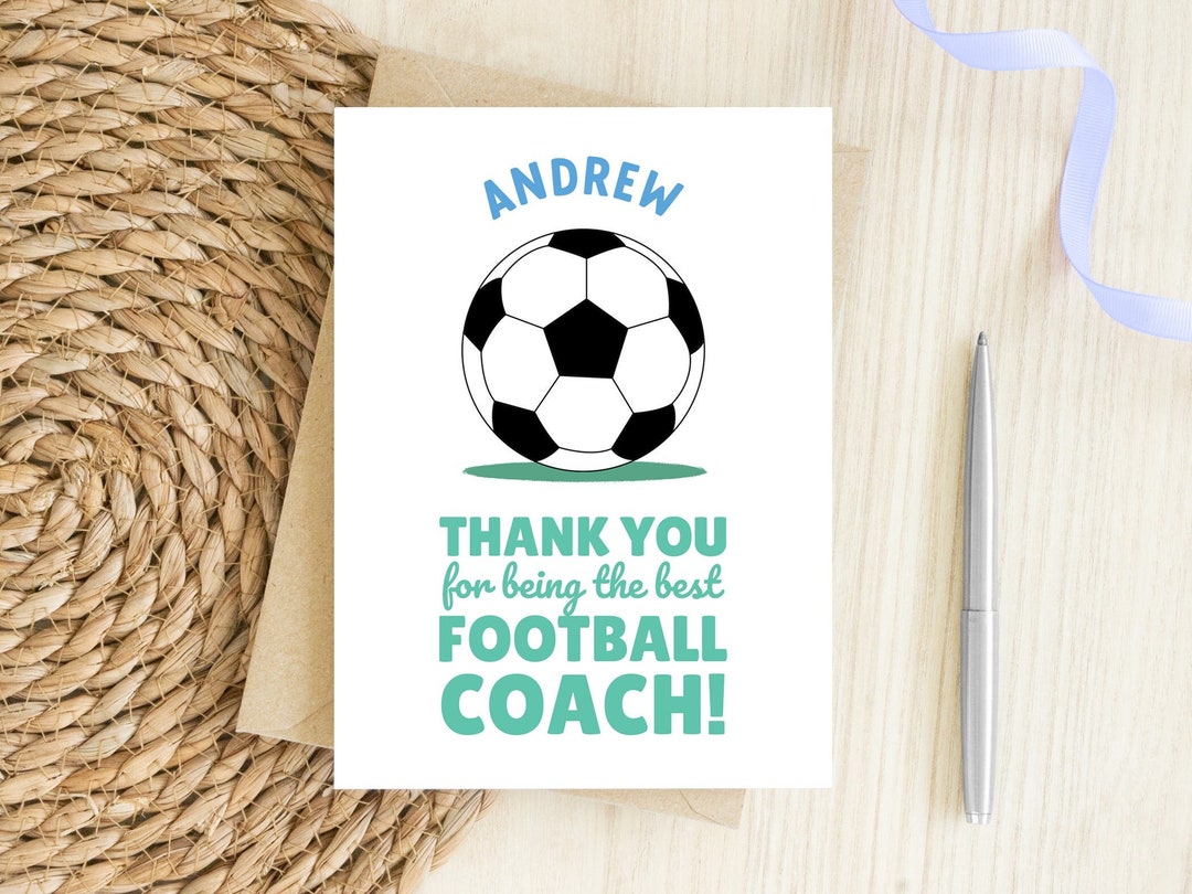 Personalised Thank You Football Coach Card, Soccer Tutor, P.E Teacher ...