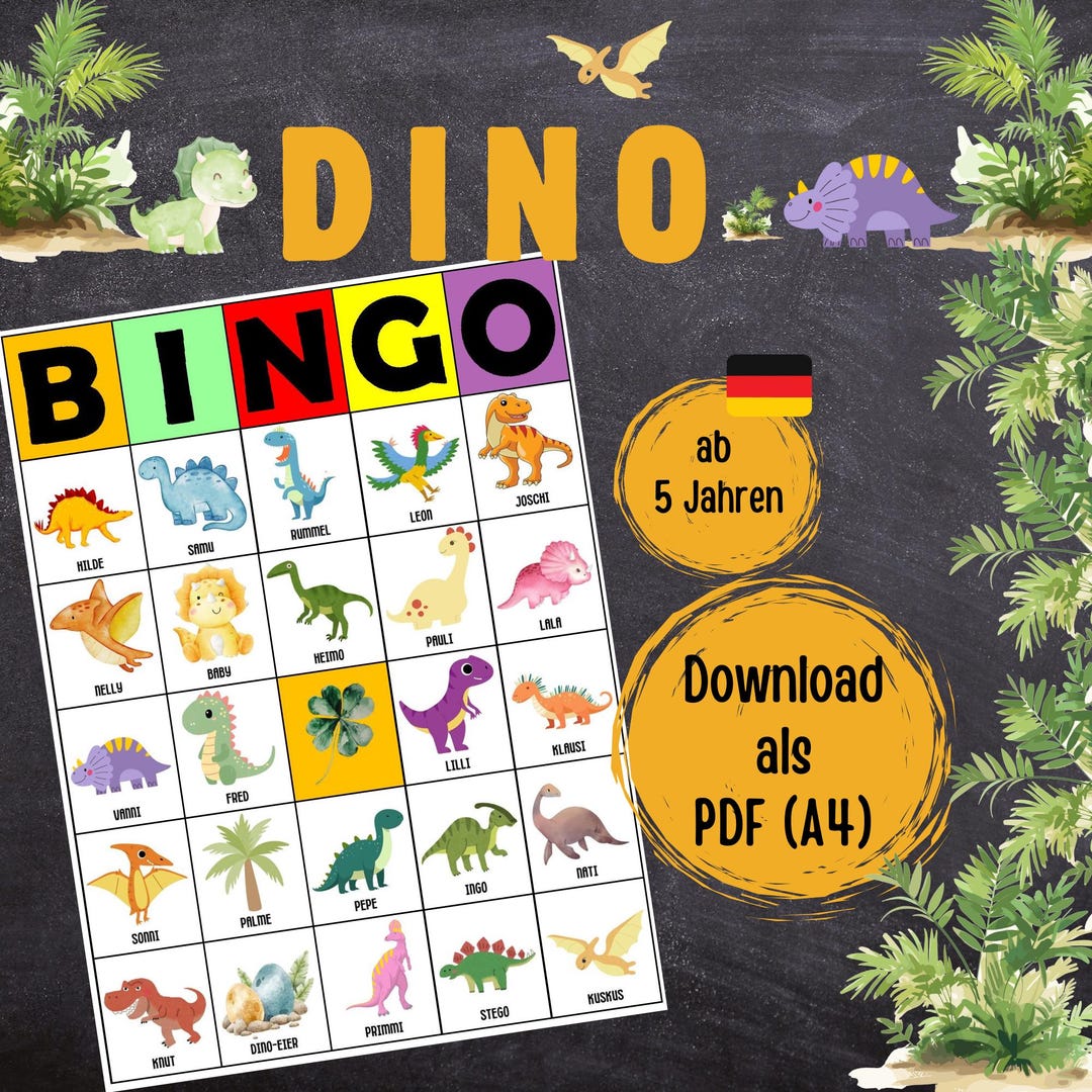 DINO-BINGO | Download PDF | Indoor & Outdoor | Print Out | Gift for ...
