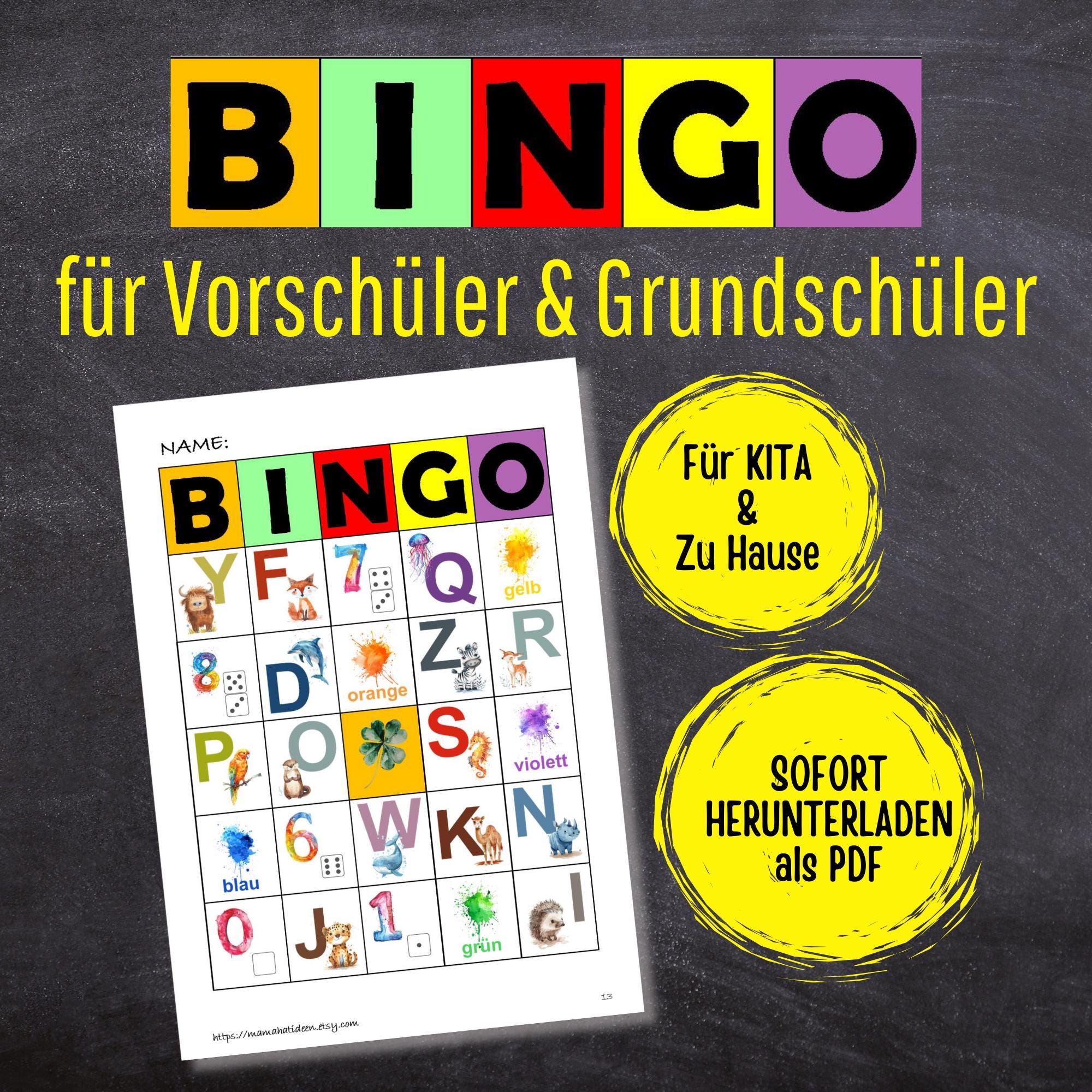 Big BINGO | Preschoolers | Printable PDF Template | Kindergarten Gift ...