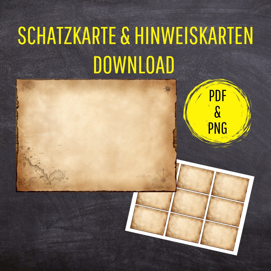 Blank Treasure Map and Clue Cards as Download for Printing PDF and PNG ...